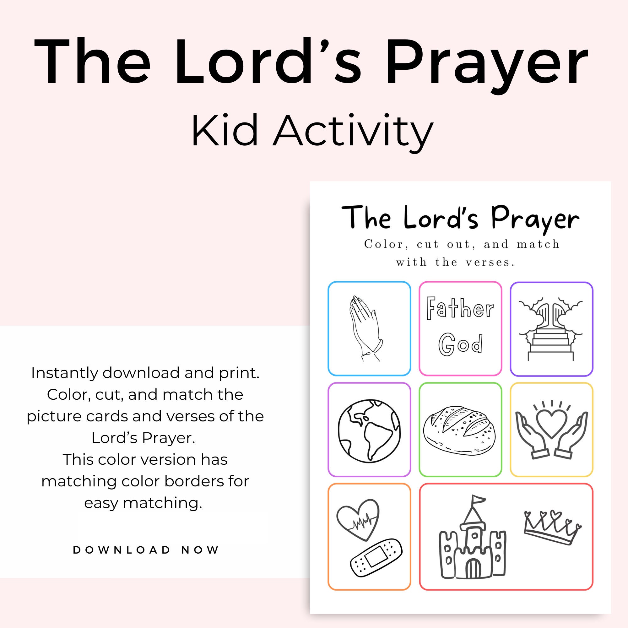 The Lords Prayer Activity, Printable Bible Verse Sunday School Activity ...