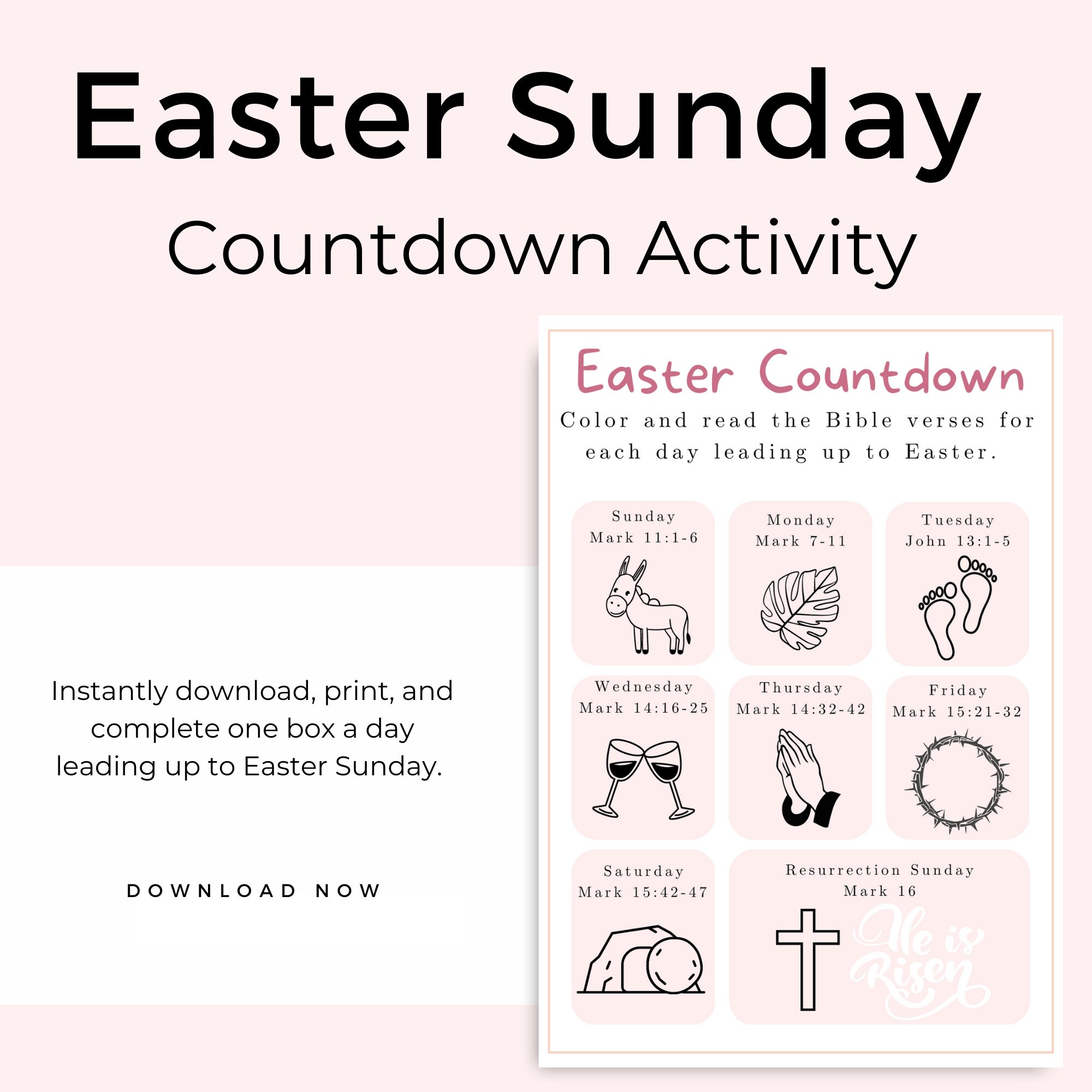 Easter Countdown Activity for Preschool, Good Friday Activity for Kids ...