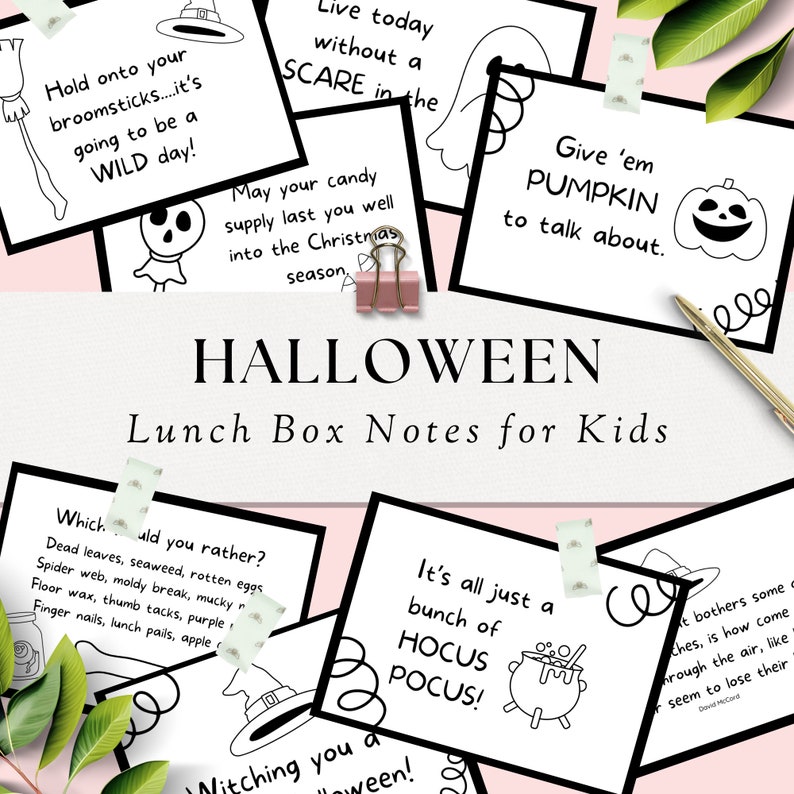 Halloween Lunch Box Notes for Kids, October School Ideas, Instant ...