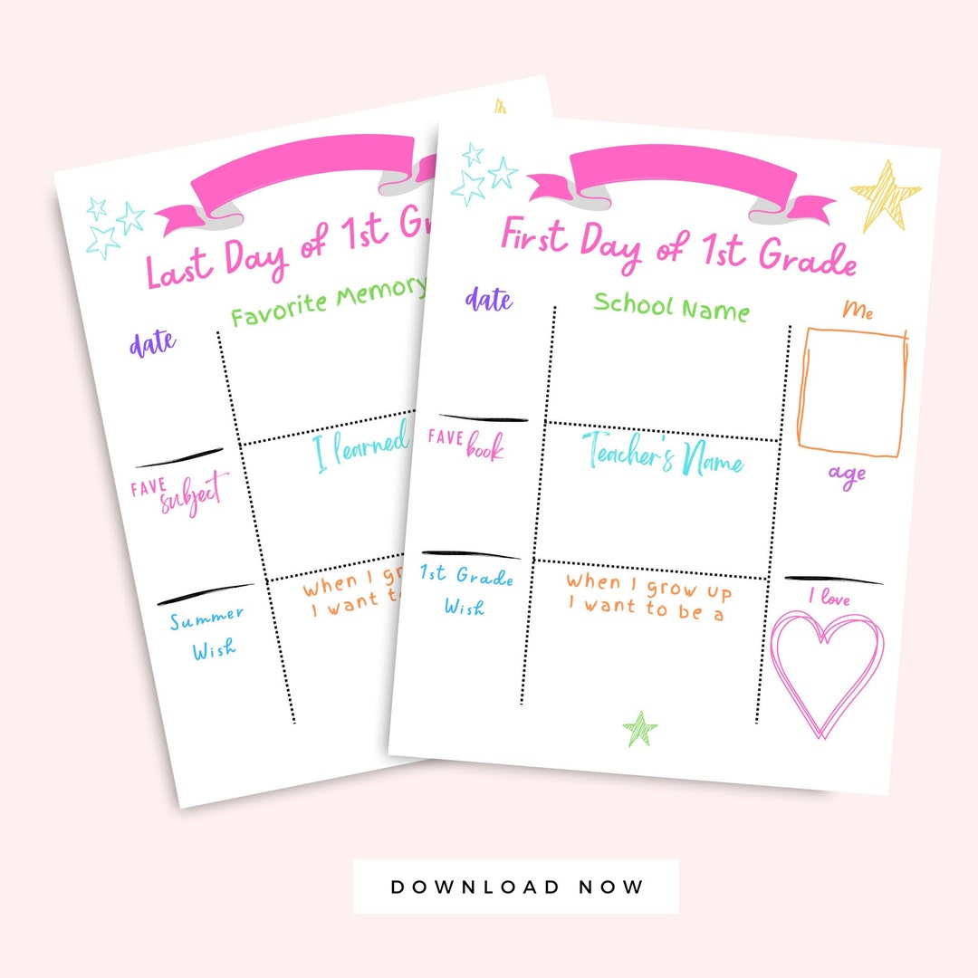 First and Last Day of School Sign 1st Grade Printable, Back to School ...