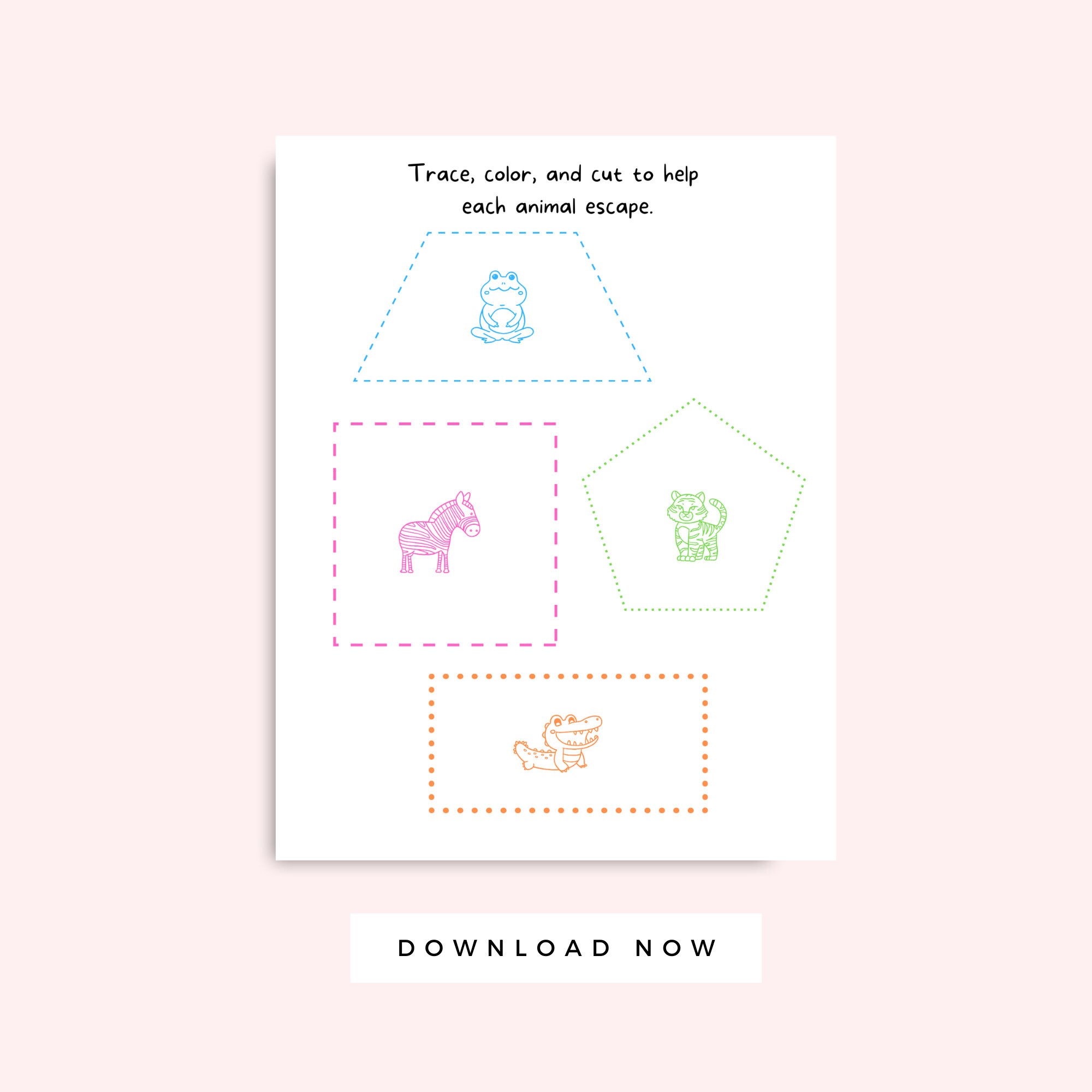 Jungle Animals Preschool Cutting and Tracing Practice, Kid Activity ...