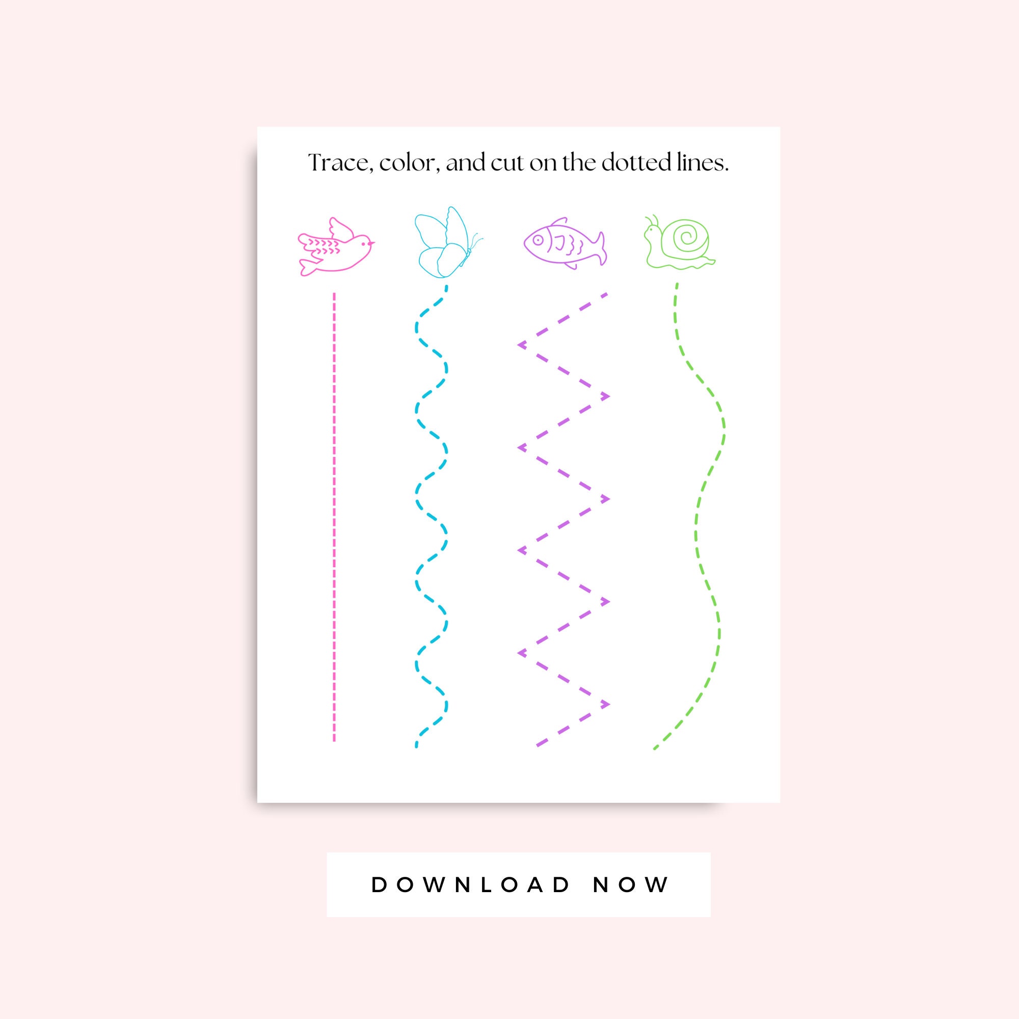 Preschool Scissor Skills Printable Worksheet Animals Theme, Tracing and ...