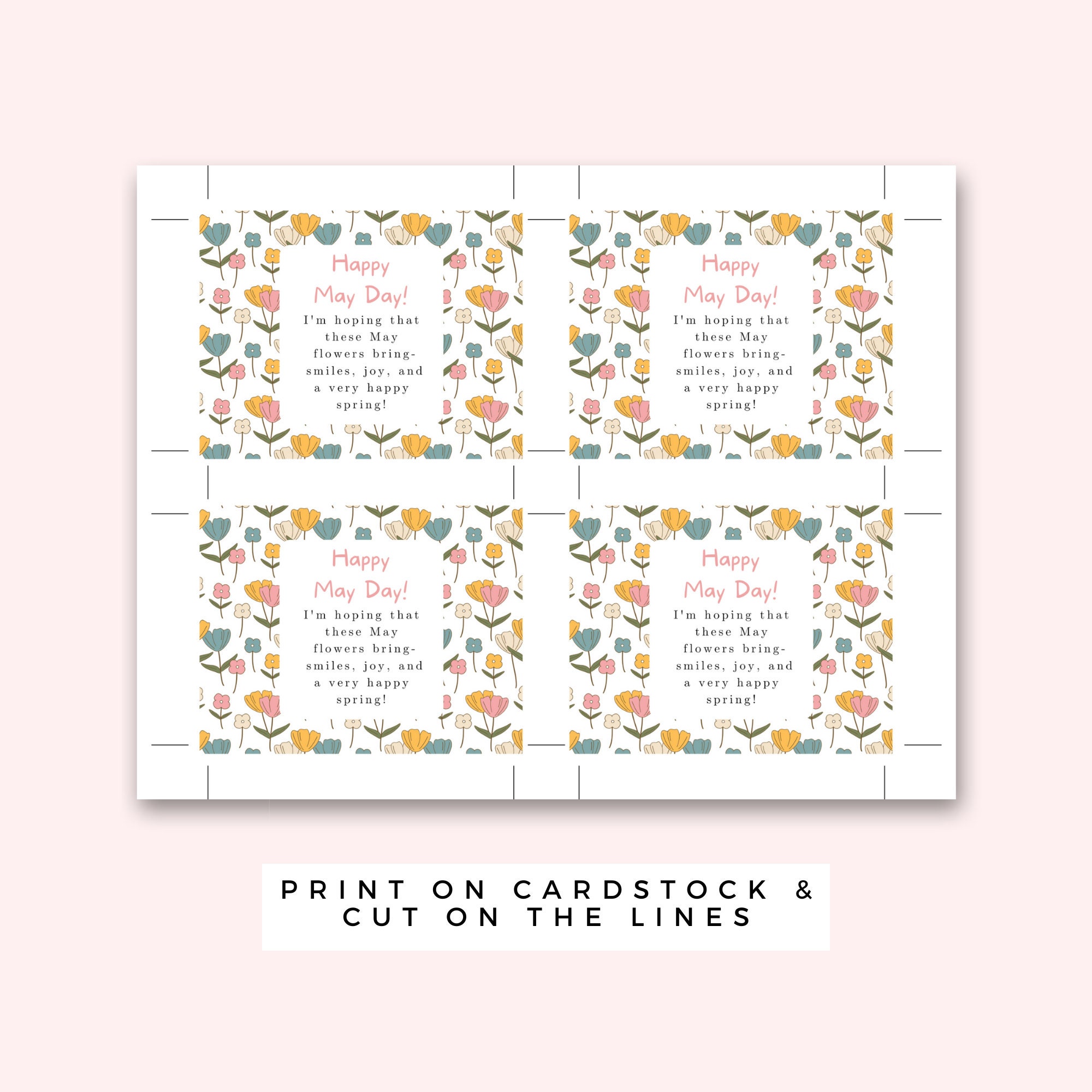 Happy May Day Printable Cards, May Day Notes, May Day Flower Gift Tag ...
