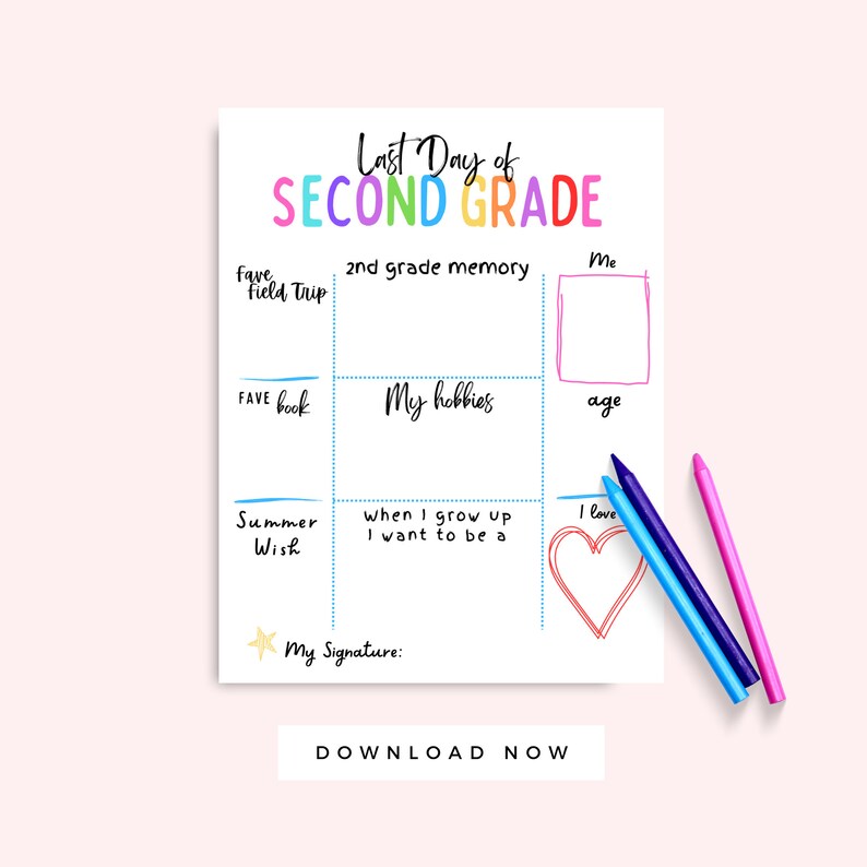 Letreros imprimibles de regreso a clases de segundo grado, último día ...