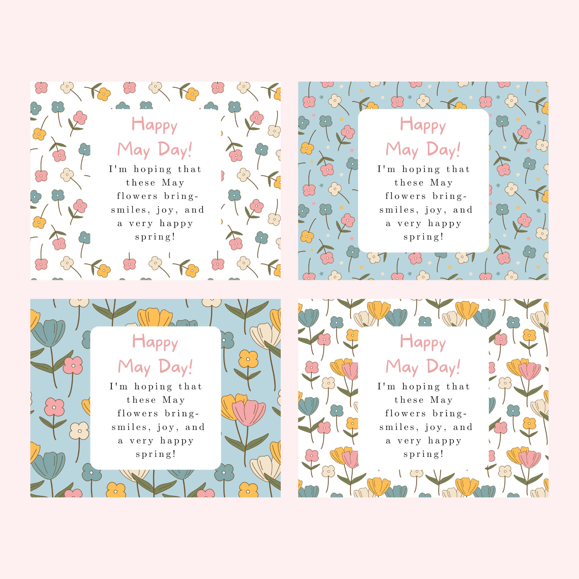 Happy May Day Printable Cards, May Day Notes, May Day Flower Gift Tag ...