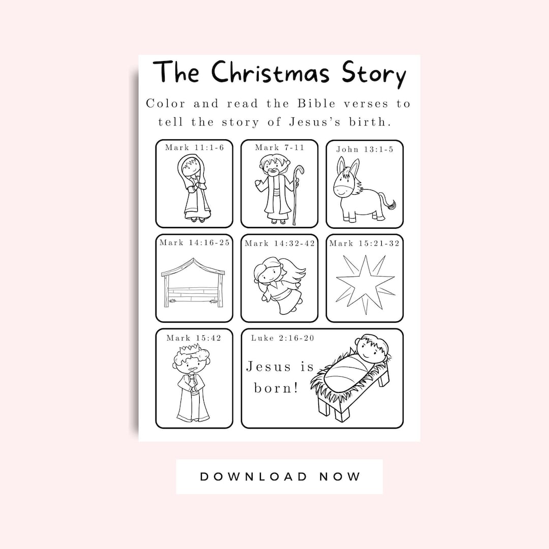 Christmas Nativity Coloring Sheet, Christmas Story Bible Verse Activity ...