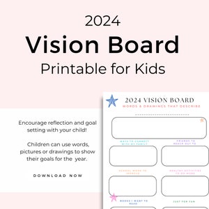 2024 Vision Board Printables for Kids, New Years Coloring Page, New ...
