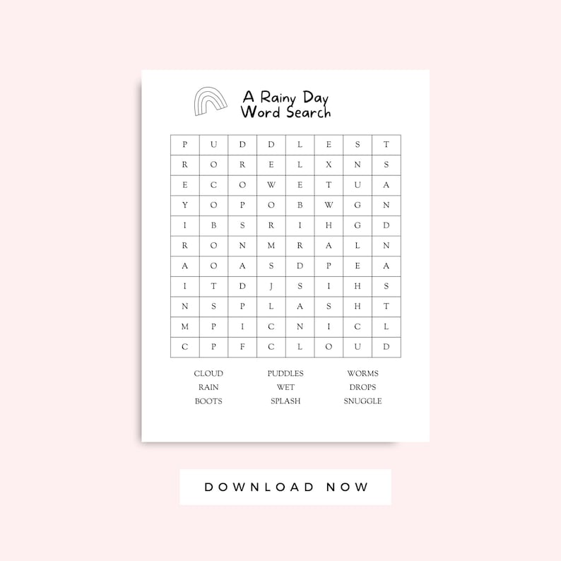 Rainy Day Activities for Kids, Printable Rainy Day Packet, 5 Page Black ...