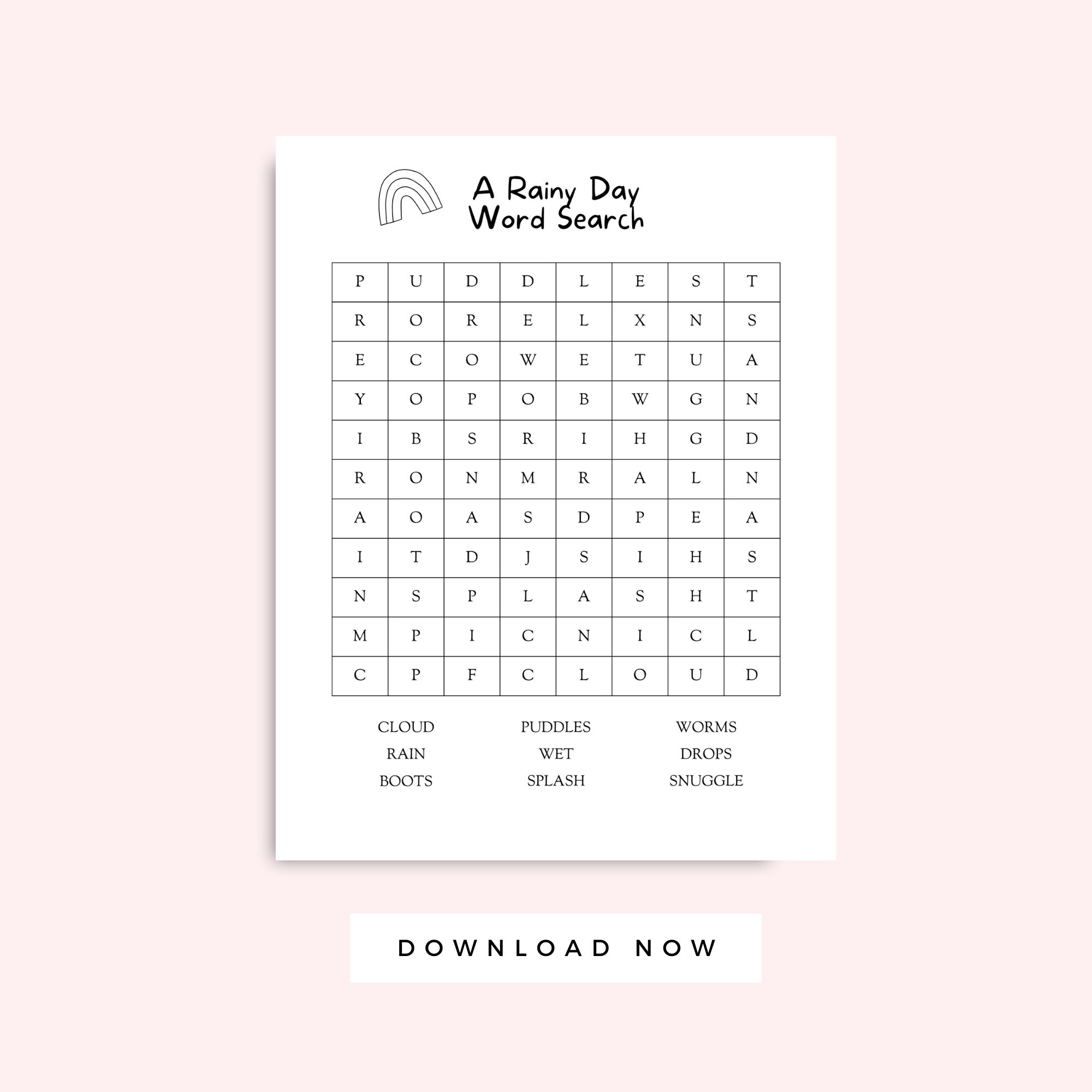 Rainy Day Activities for Kids, Printable Rainy Day Packet, 5 Page Black ...