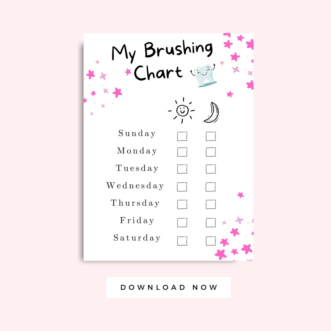 Tooth Brushing Chart Printable for Kids, Dental Health for Preschool ...
