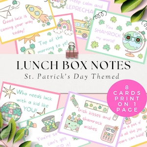 Saint Patrick's Day Lunch Box Notes for Kids, Printable St. Patrick's ...