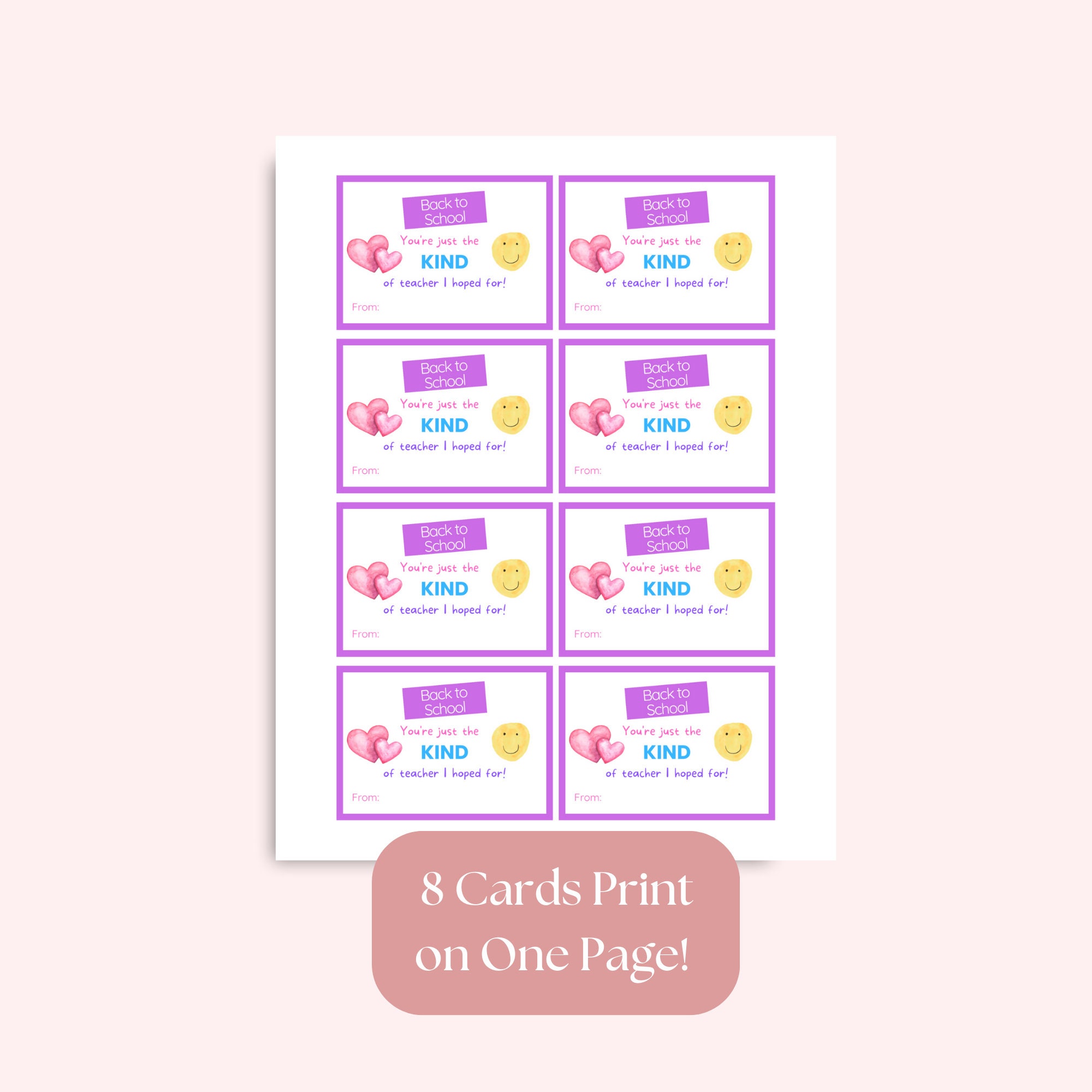 Printable Back to School Card for Teacher, Back to School Notes for ...