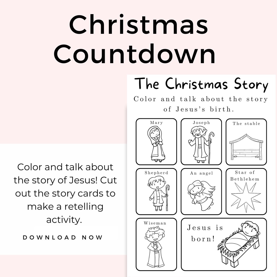 Christmas Nativity Coloring Sheet, Christmas Story Bible Verse Activity ...