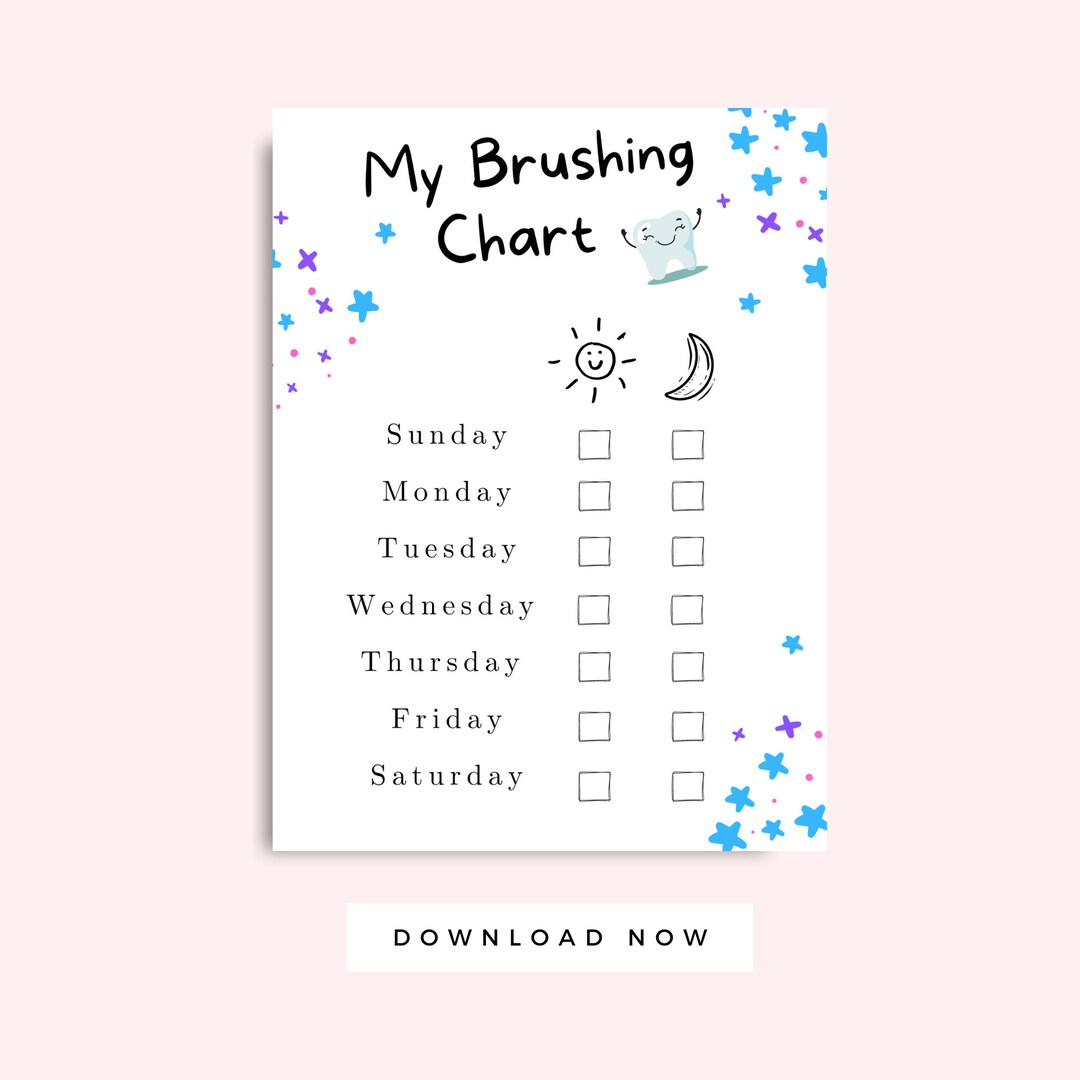 Tooth Brushing Chart Printable for Kids, Dental Health for Preschool ...