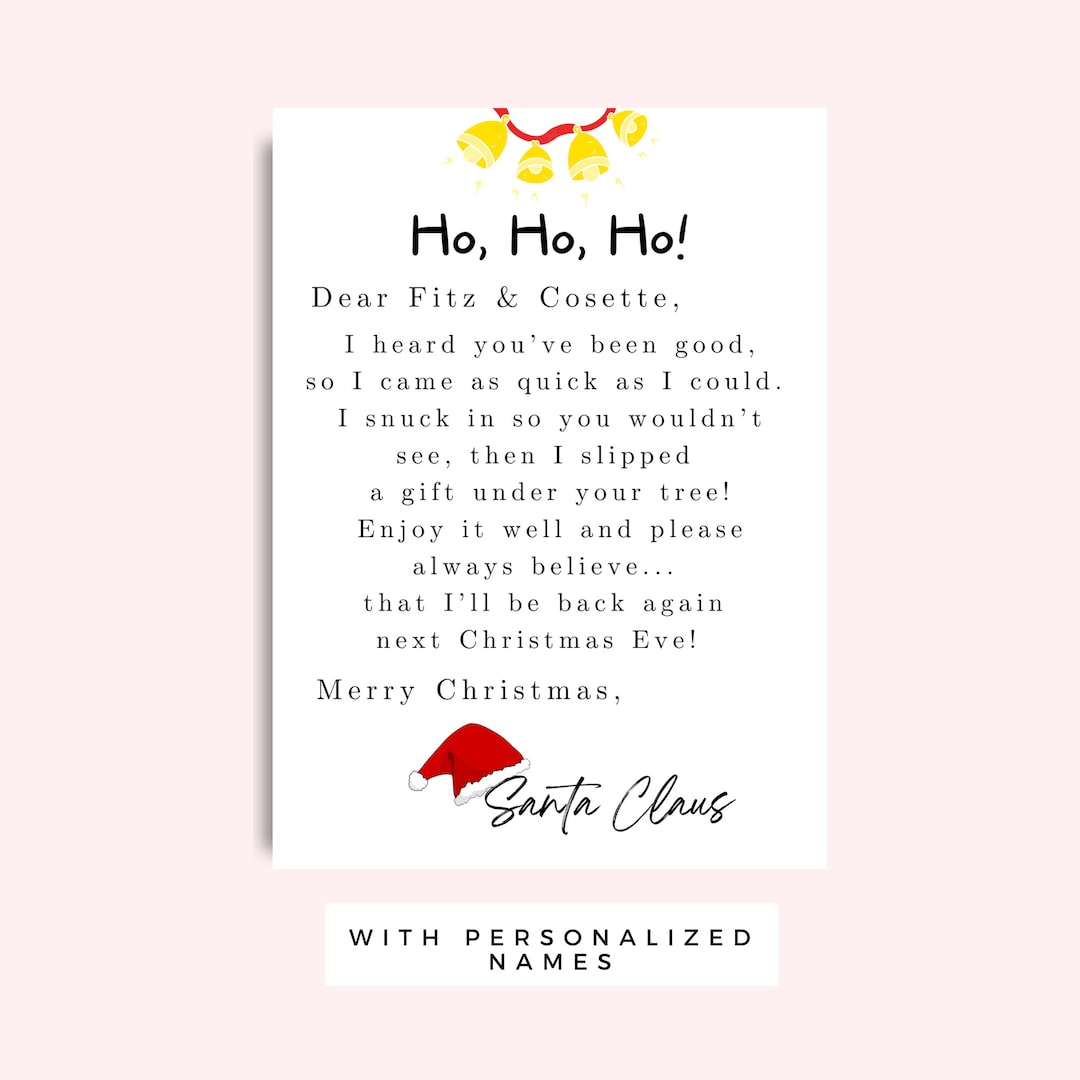 Santa Letter for Kids Printable, Printable Card From Santa for Kids on ...