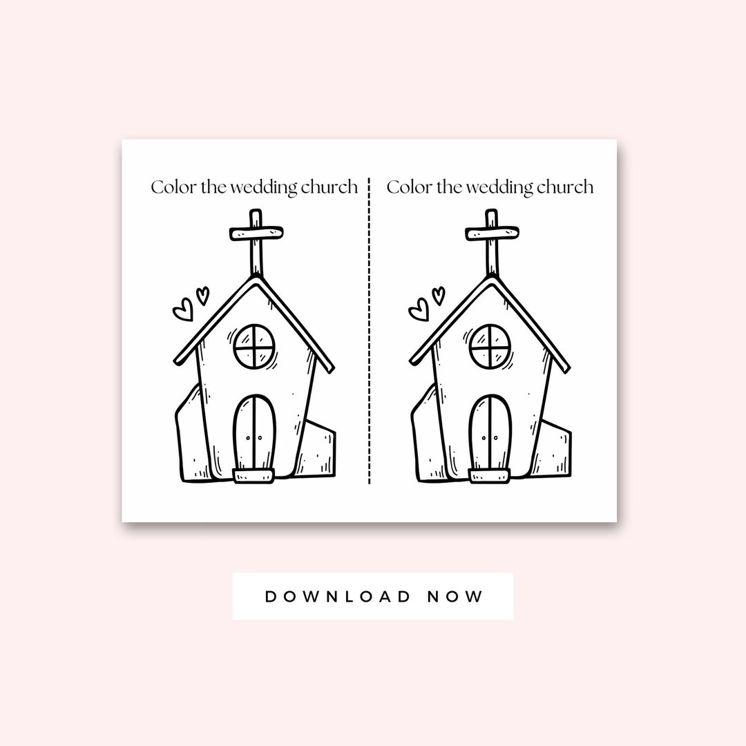 Wedding Church Coloring Page for Kids, Wedding Day Reception Kid Table ...