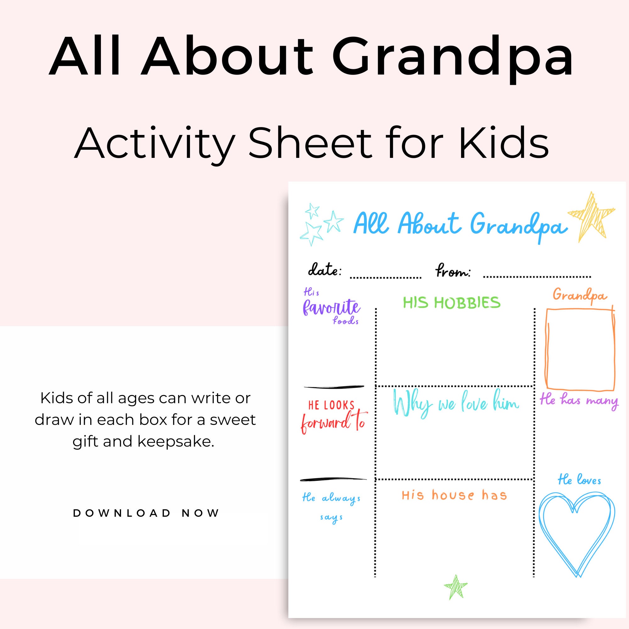 Grandparent's Day Printable Cards From Kids Gift From - Etsy
