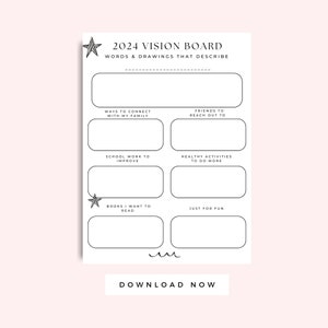 2024 Vision Board Printables for Kids, New Years Coloring Page, New ...