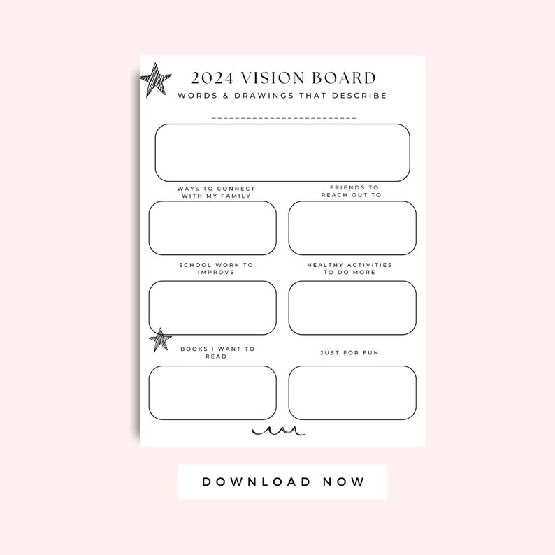 2024 Vision Board Printables for Kids New Years Coloring - Etsy