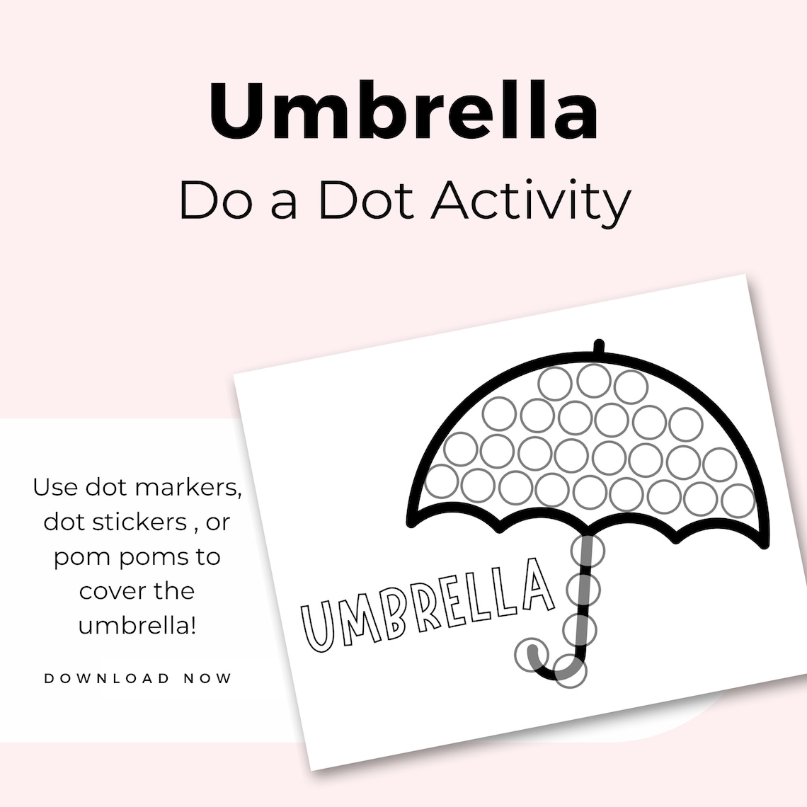 Spring Dot Marker Activity, 1 Page Umbrealla Do a Dot, Rainy Day ...