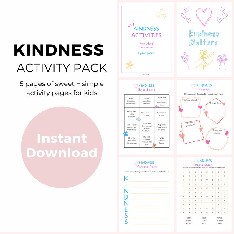 Kindness Activities for Kids Printable Packet, Random Acts of Kindness ...