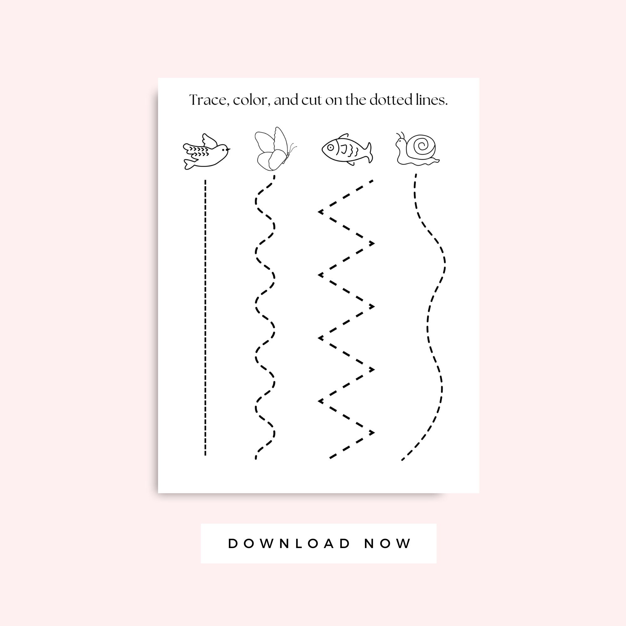 Scissor Skills for Preschool Printables, 3 Pack Worksheets B&W, Cutting ...