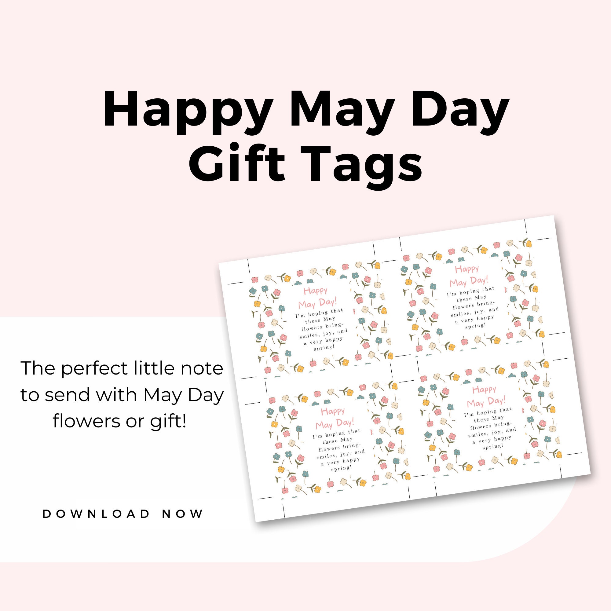 Happy May Day Printable Cards, May Day Notes, May Day Flower Gift Tag ...
