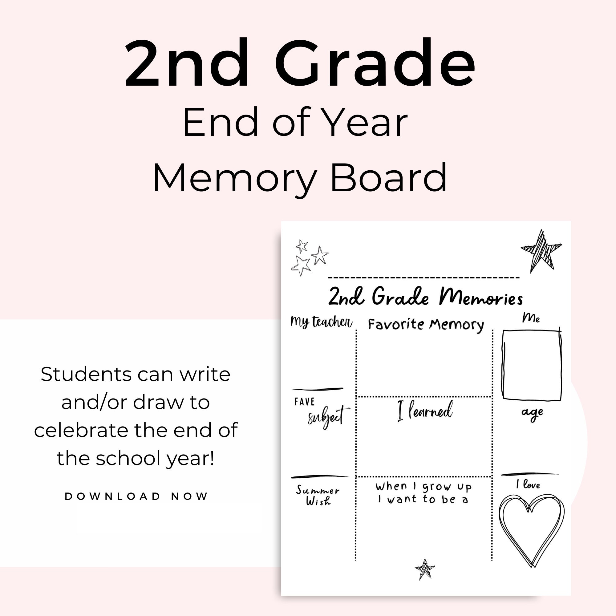 2nd Grade Memories Coloring Page, Second Grade Milestone Board, Last ...