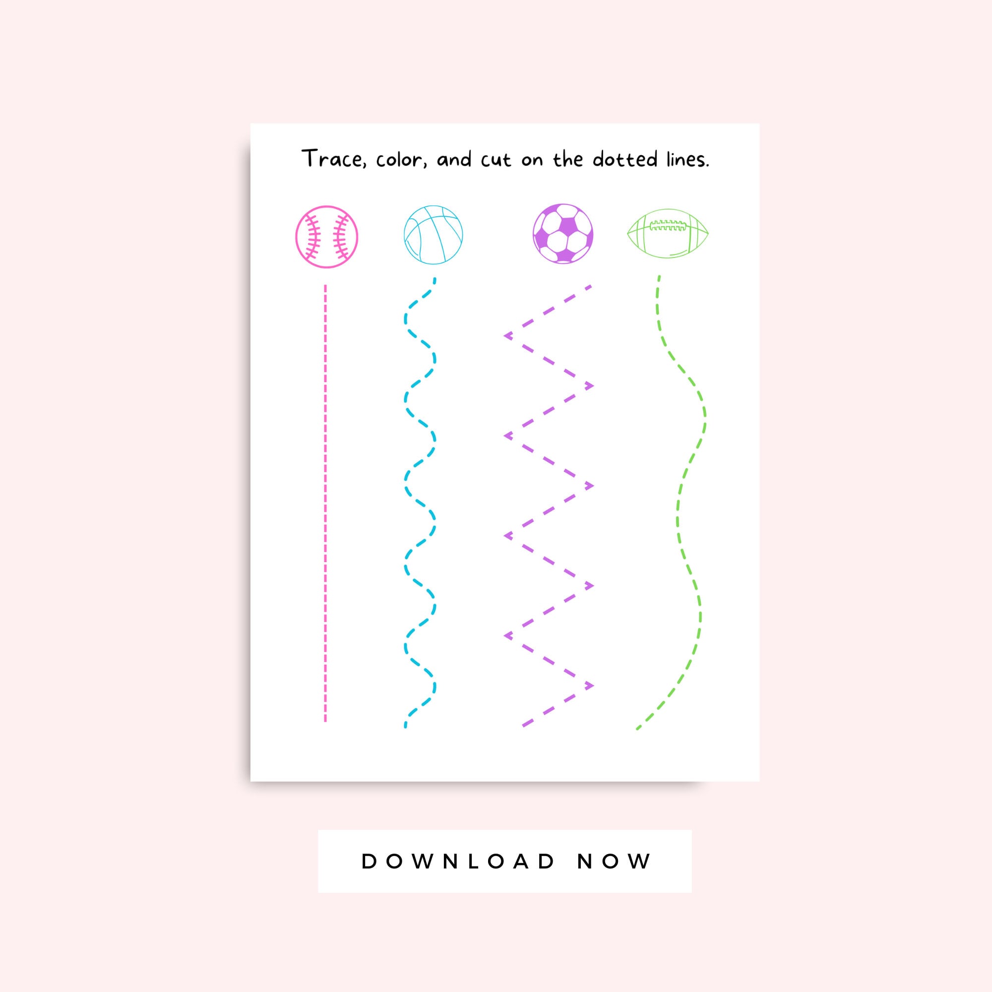 Sports Themed Shapes Preschool Cutting and Tracing Lines 3 Pack, Kid ...