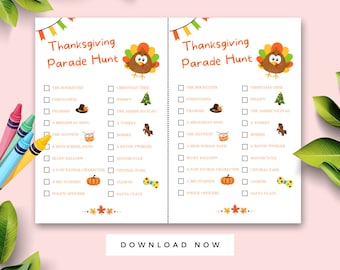 Thanksgiving Parade Scavenger Hunt, Printable Thanksgiving Kid Activity ...
