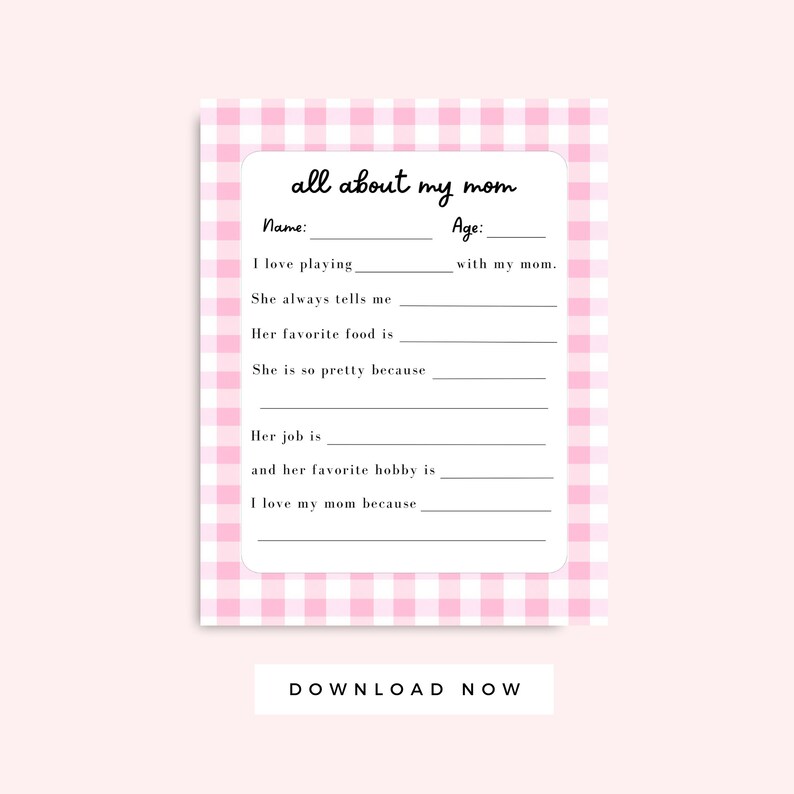 Mother's Day Letter From Kids, Mom's Birthday Card Printable Gift, All ...