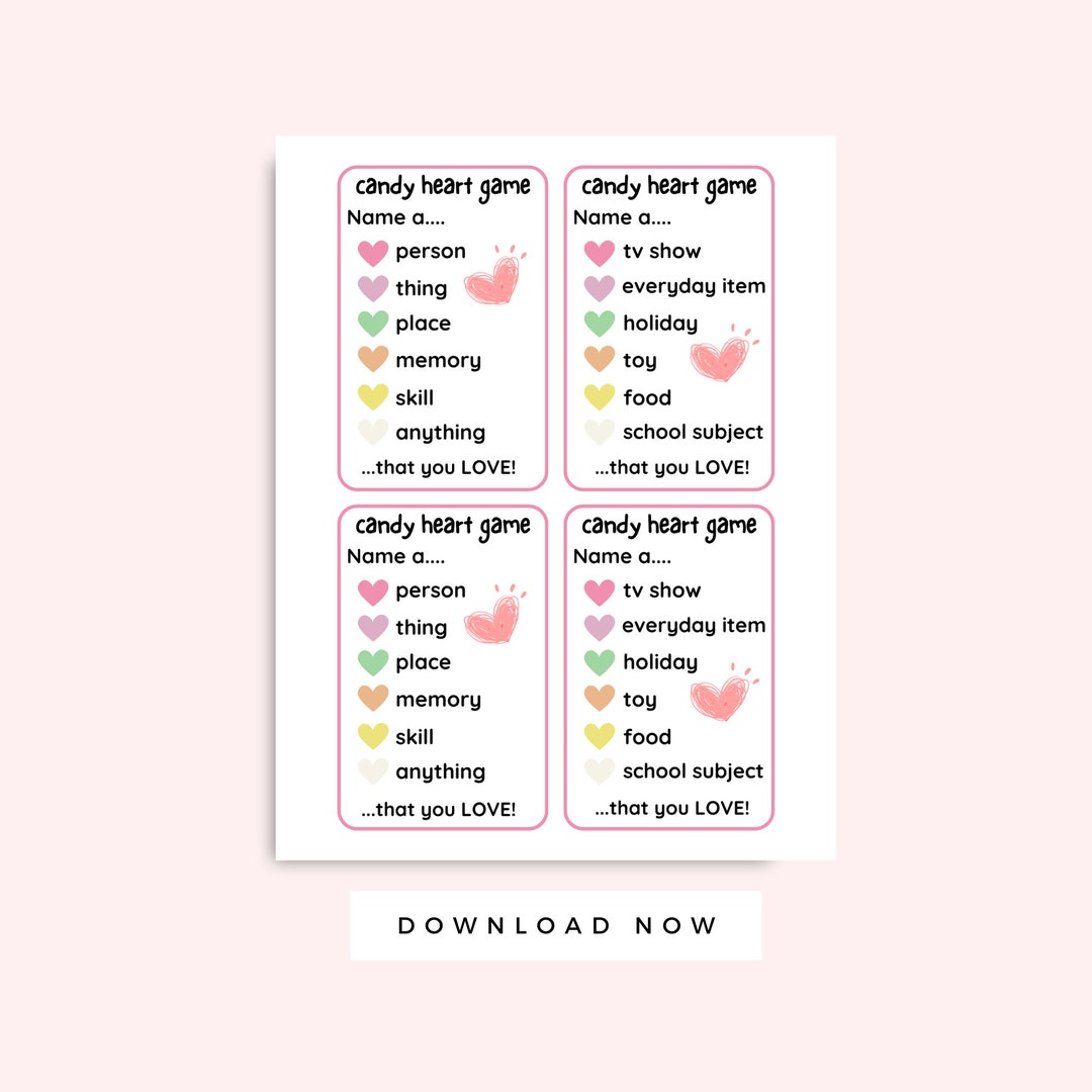 Valentine Candy Heart Game, Valentine's Day Activity for Kids ...