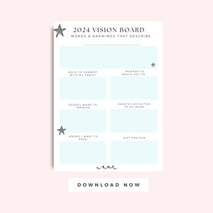 2024 Vision Board Printables for Kids, New Years Coloring Page, New ...