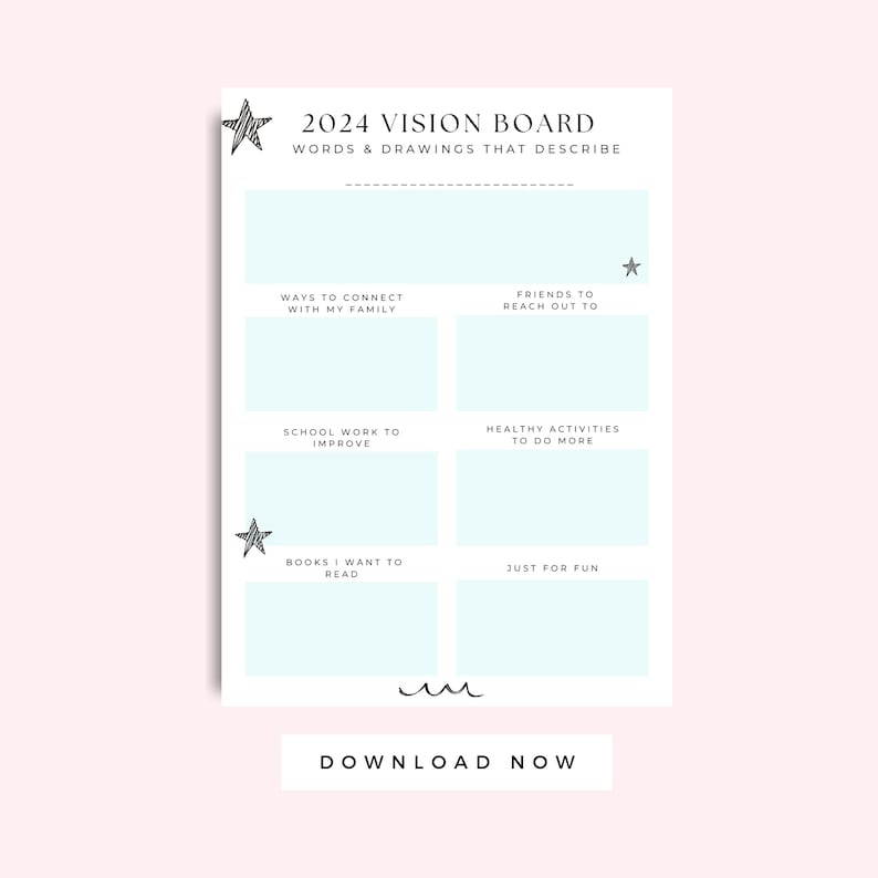 2024 Vision Board Printables for Kids New Years Coloring - Etsy