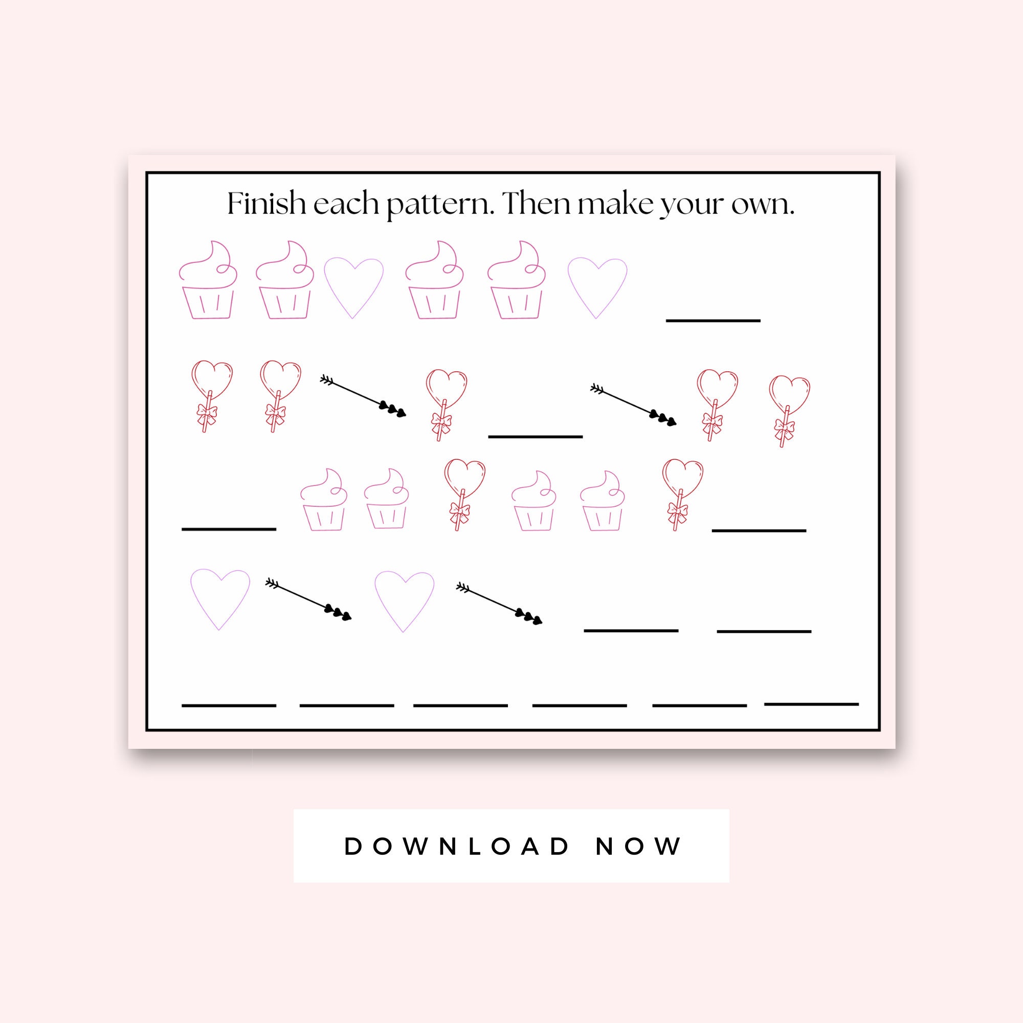 Patterns Valentine 's Day Activity for Kids, February, Printable ...