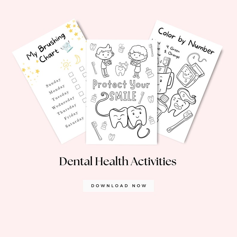 Preschool Dental Health Activities 3 Pack, Brushing Chart for Kids ...
