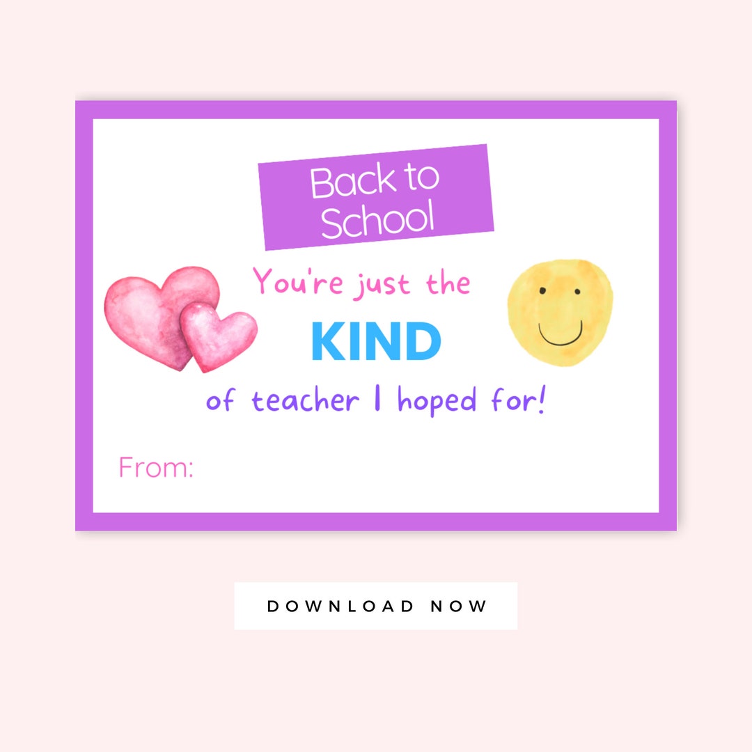 Printable Back to School Card for Teacher, Back to School Notes for ...