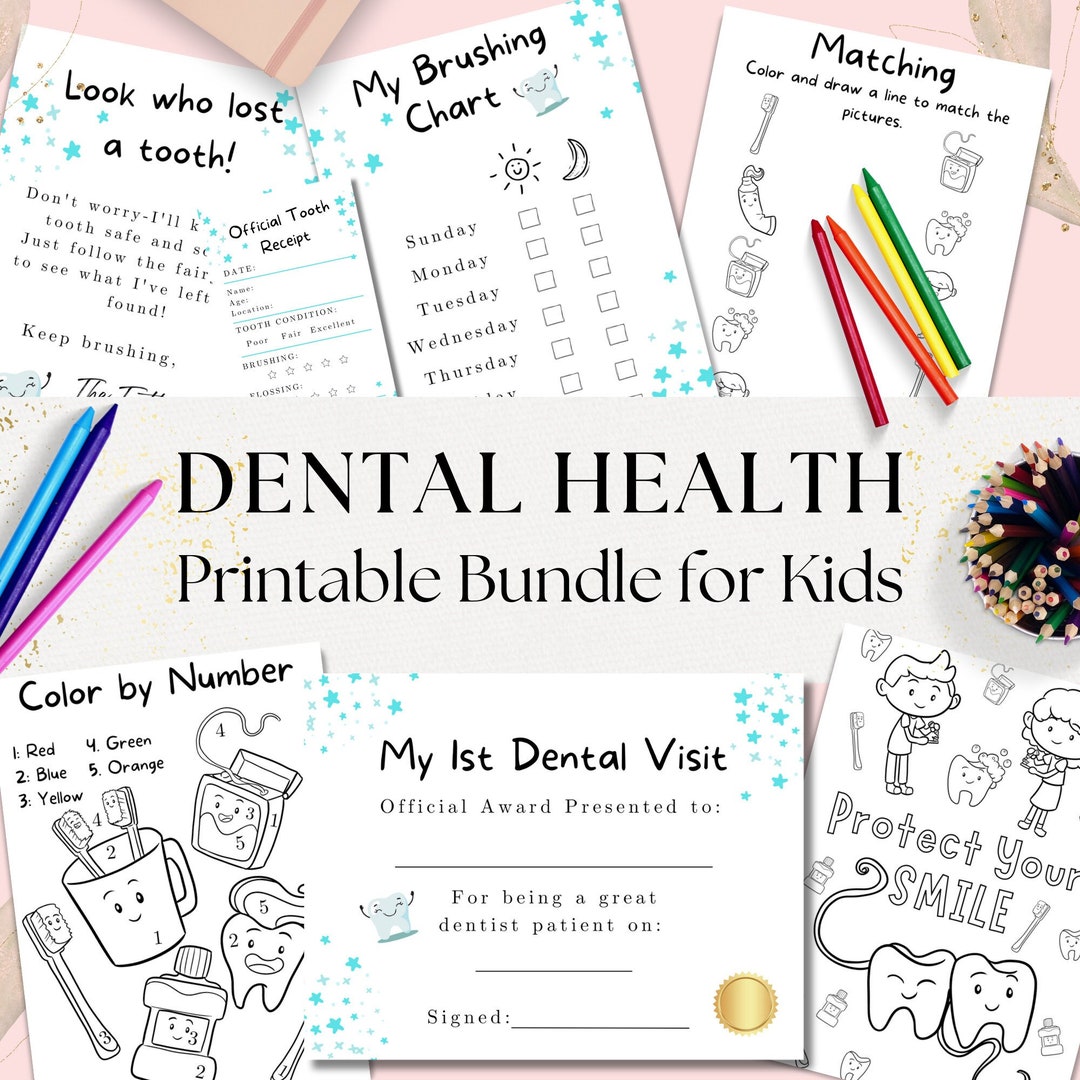 Dental Health Printable Activities for Kids 6 Pack, Tooth Fairy Letter ...