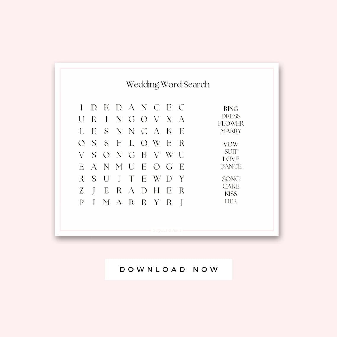 Wedding Word Search Kid Activity, Kid Table Printable, Instant Download ...