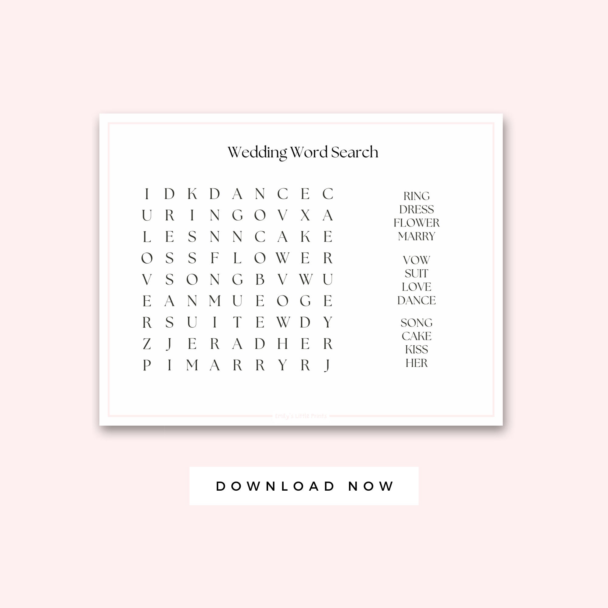 Etsy Wedding Word Search