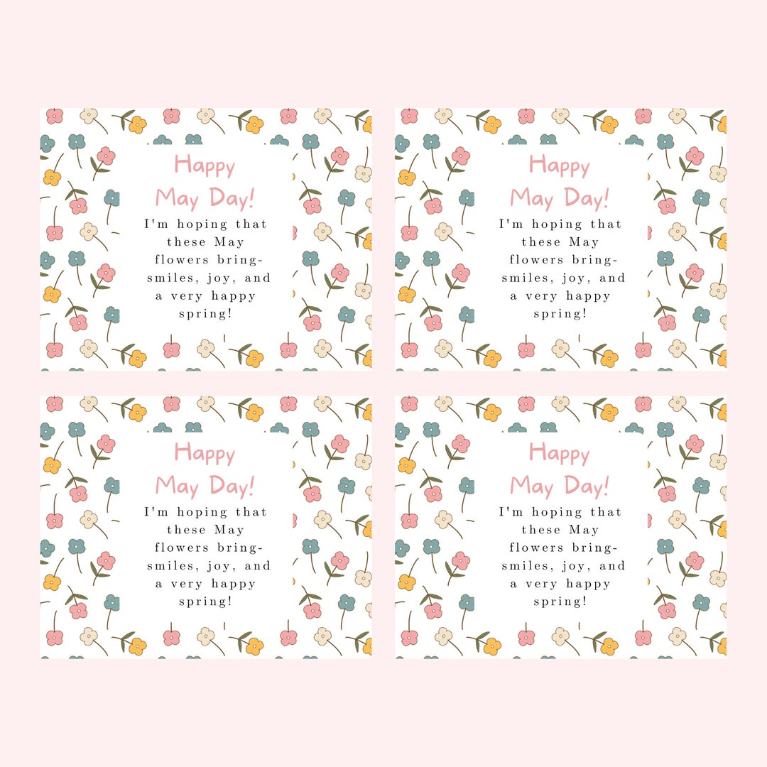 Happy May Day Printable Cards, May Day Notes, May Day Flower Gift Tag ...