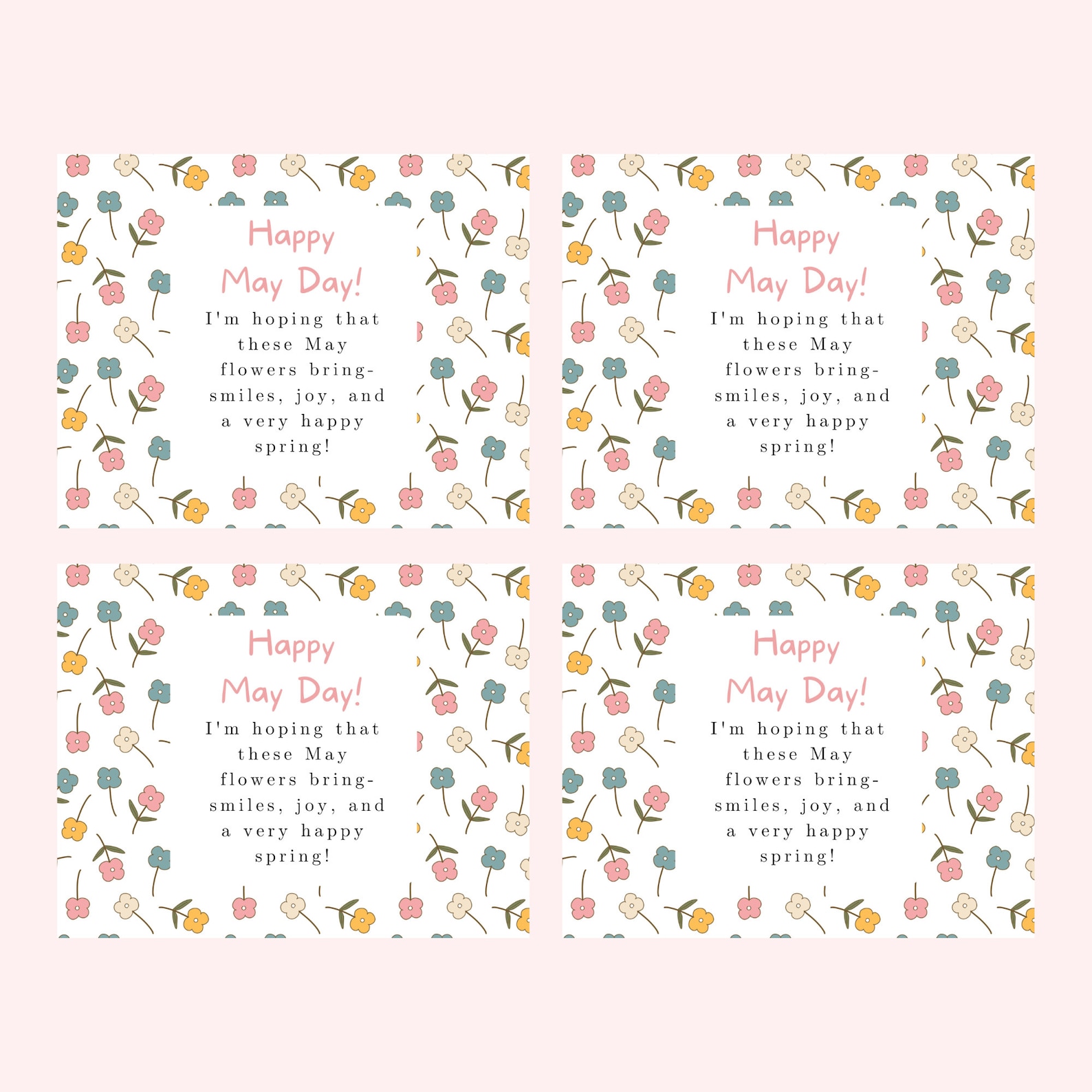 Happy May Day Printable Cards, May Day Notes, May Day Flower Gift Tag ...