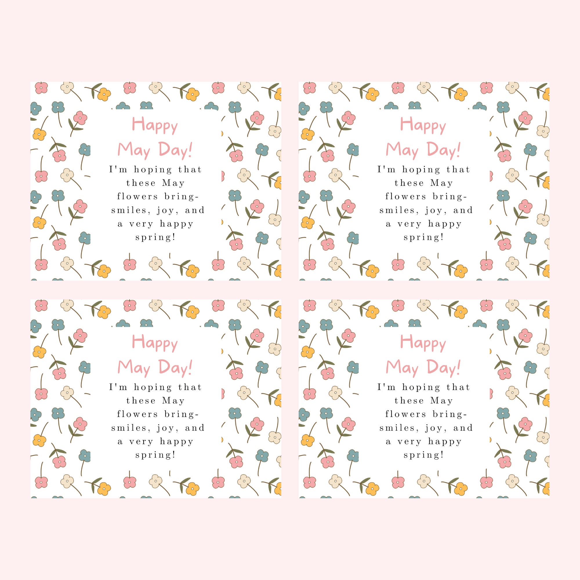 Happy May Day Printable Cards, May Day Notes, May Day Flower Gift Tag ...