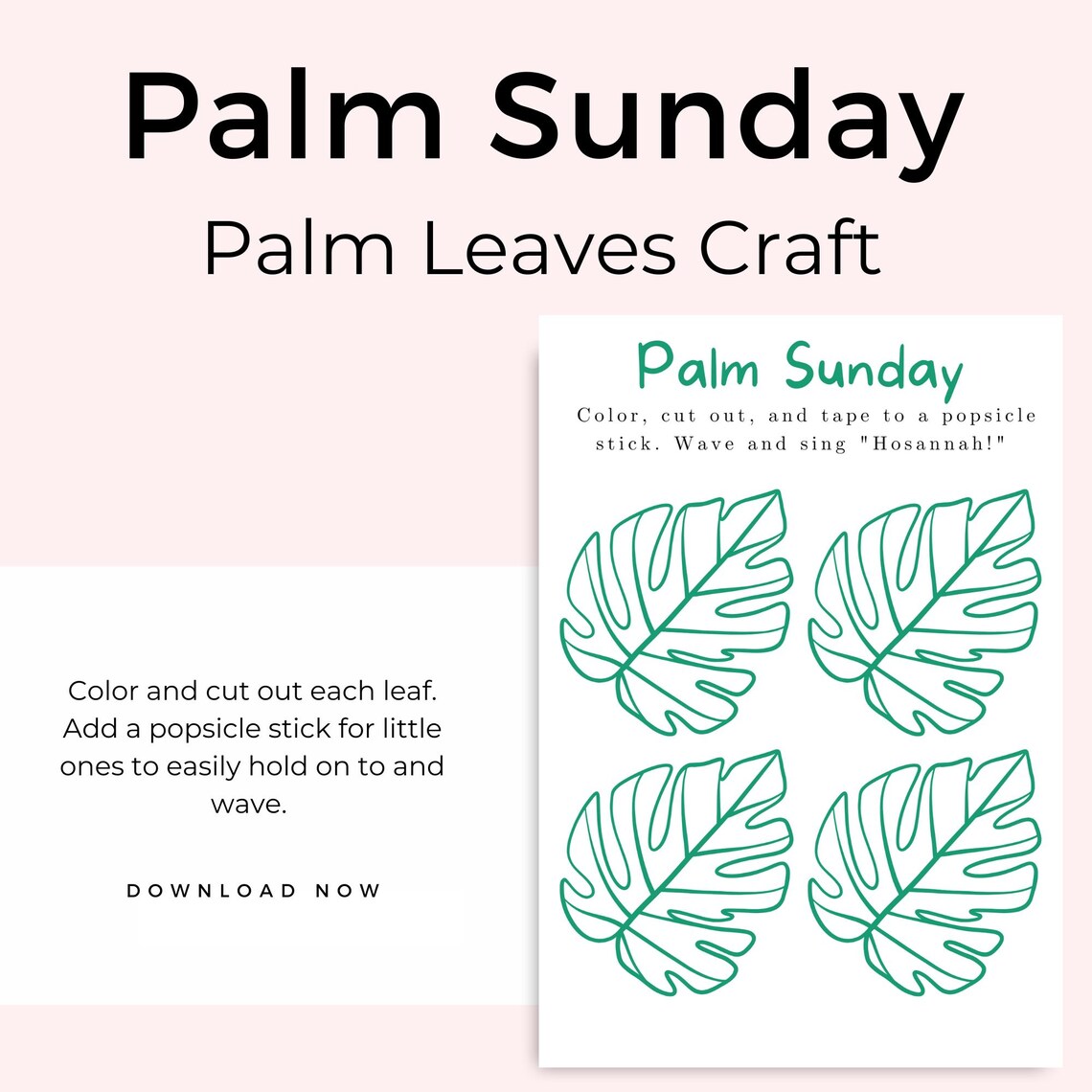 Palm Sunday Preschool Activity, Printable Easter Craft, Toddler and Kid ...