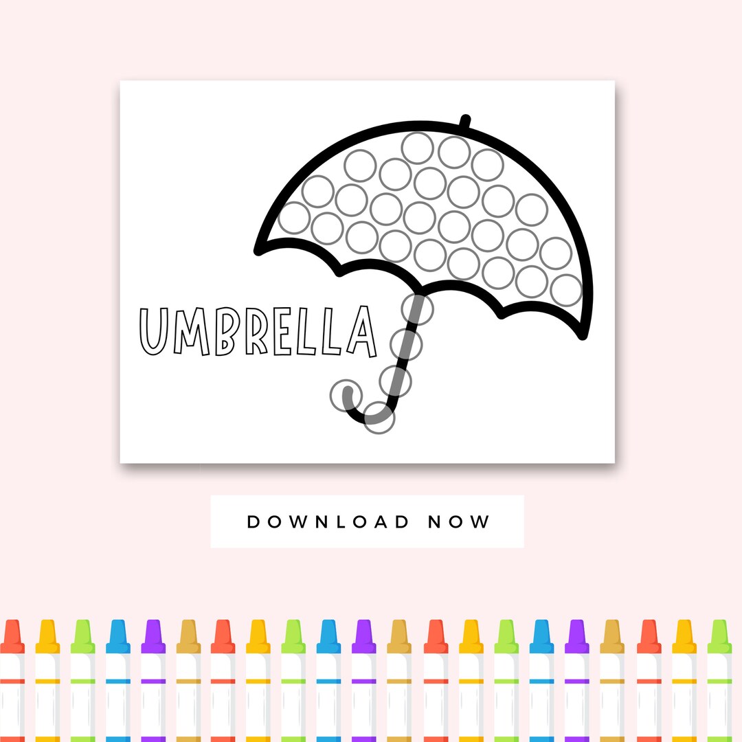 Spring Dot Marker Activity, 1 Page Umbrealla Do a Dot, Rainy Day ...