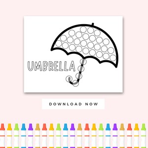 Spring Dot Marker Activity, 1 Page Umbrealla Do a Dot, Rainy Day ...