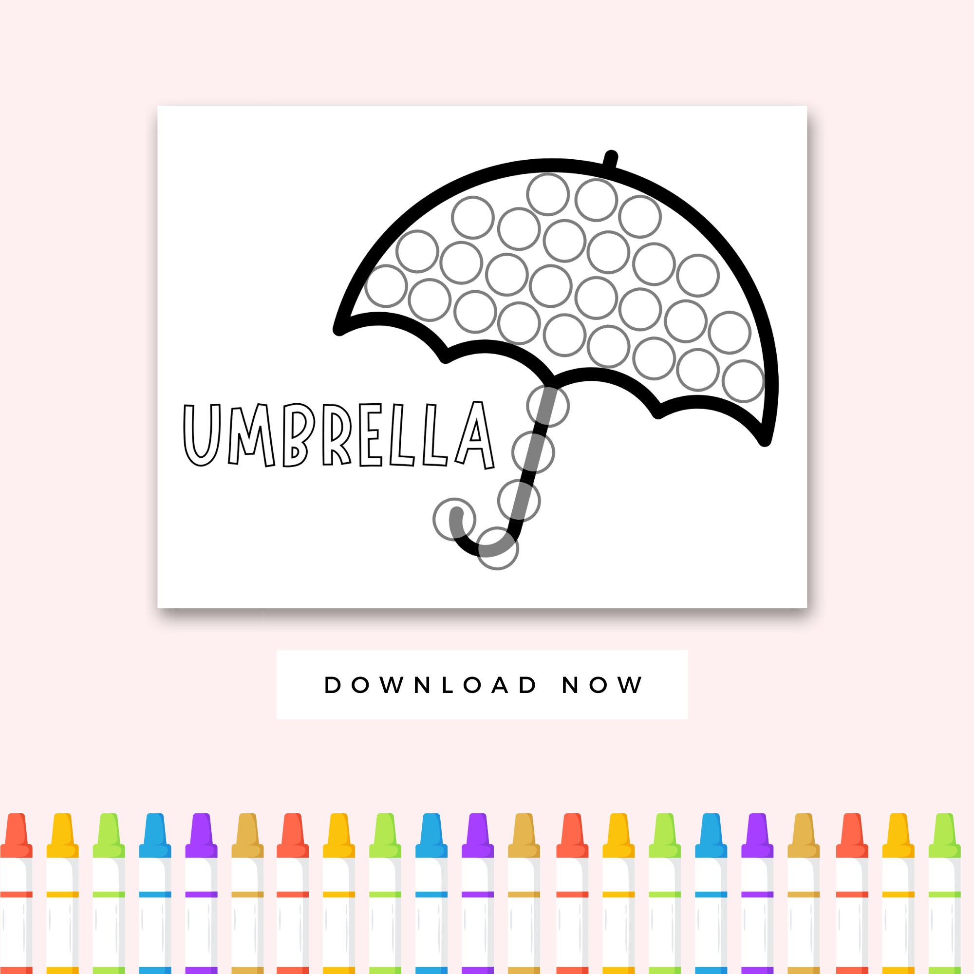 Spring Dot Marker Activity, 1 Page Umbrealla Do a Dot, Rainy Day ...