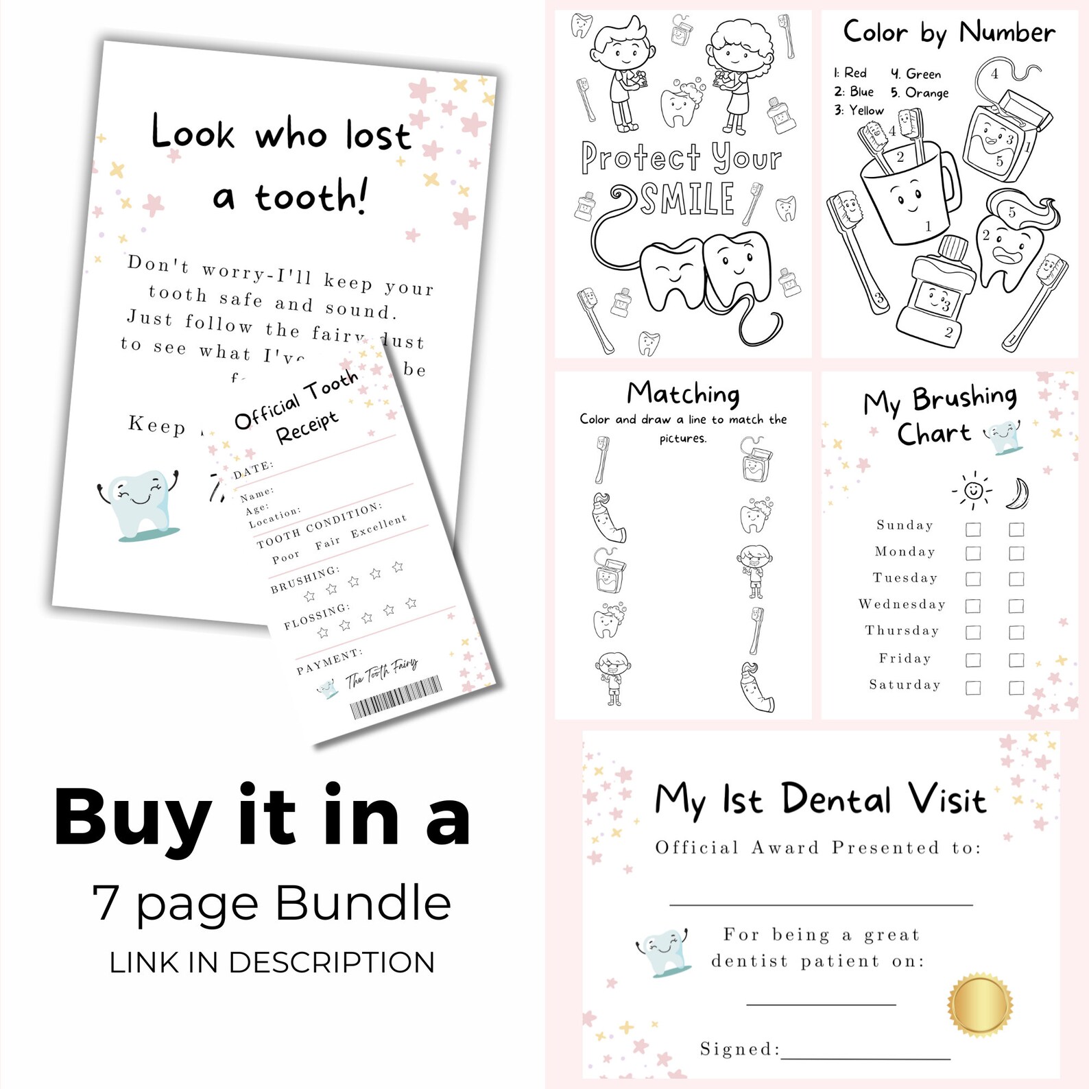 Tooth Fairy Letter and Lost Tooth Receipt for Kids Printable 2 Pack ...
