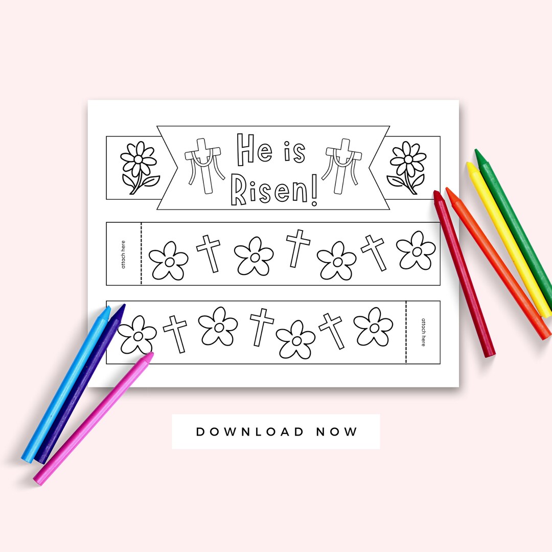 He is Risen Printable Easter Crown for Kids, Resurrection Sunday School ...