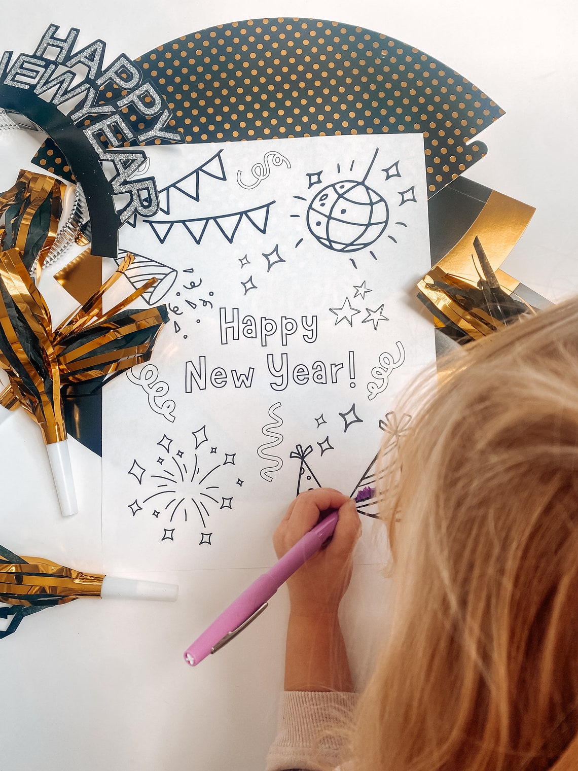 New Years Eve Coloring Page for Kids, New Year Activities for Kids ...